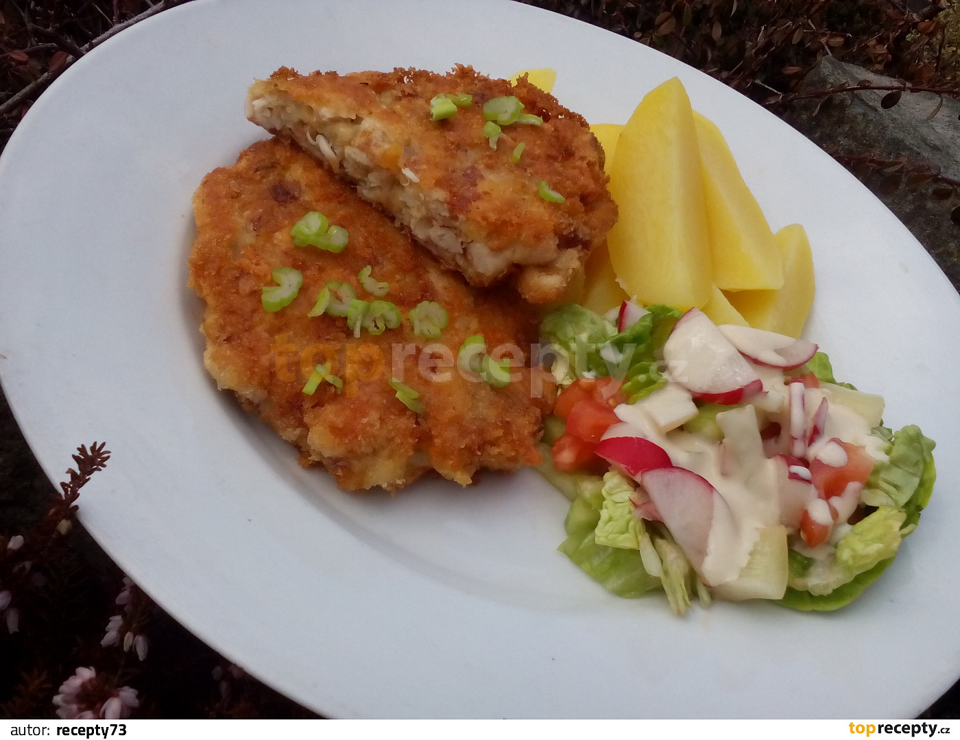 Kuřecí řízky s uzeným sýrem a sušenou šunkou recept - TopRecepty.cz